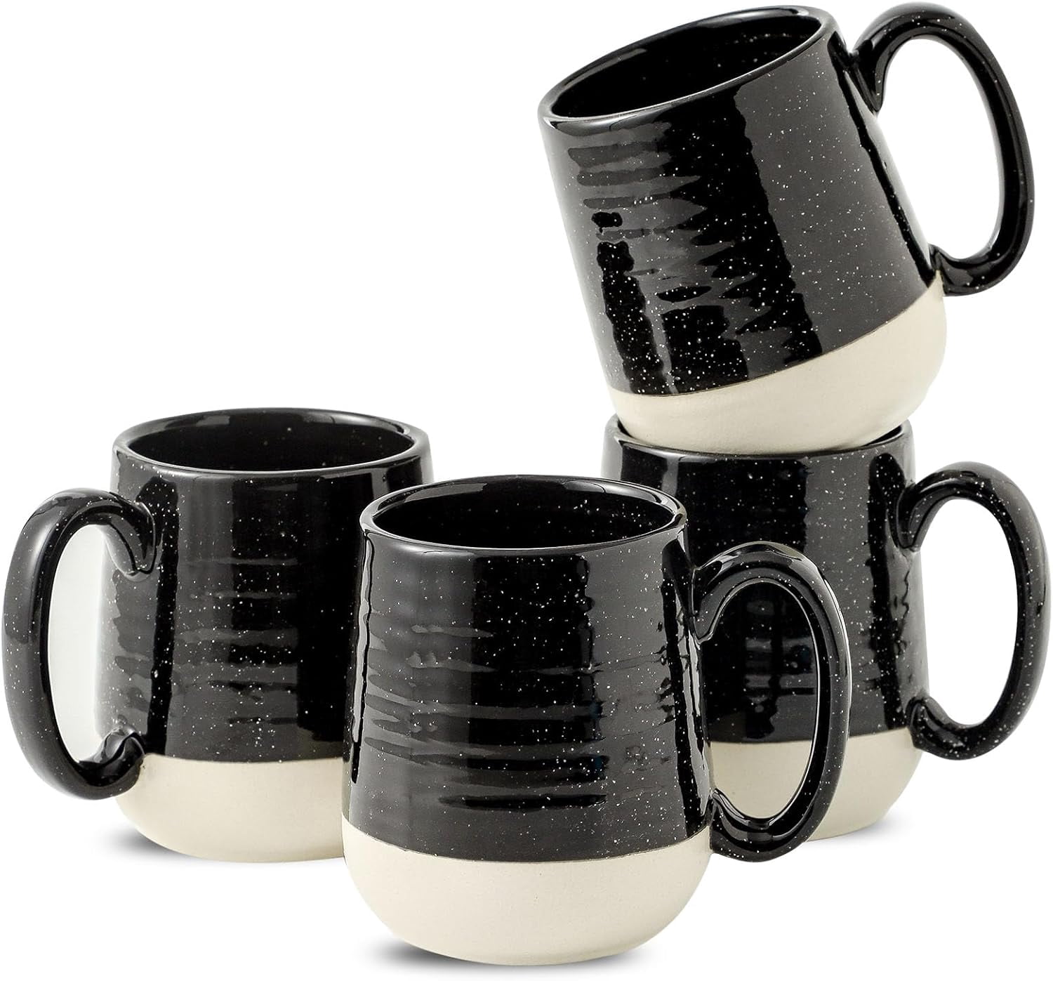 Coffee Mugs Set of 4, 15 oz Ceramic Coffee Cups with Comfortable Handle ...
