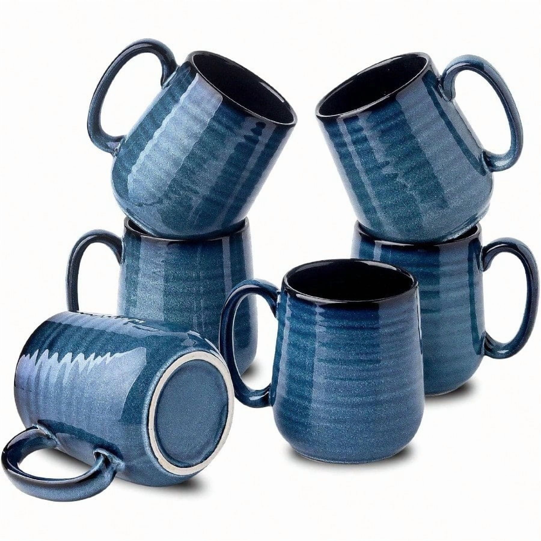 Coffee Mugs Set of 6 12 Ounce Coffee Cups Set with Handle Ceramic Tea ...