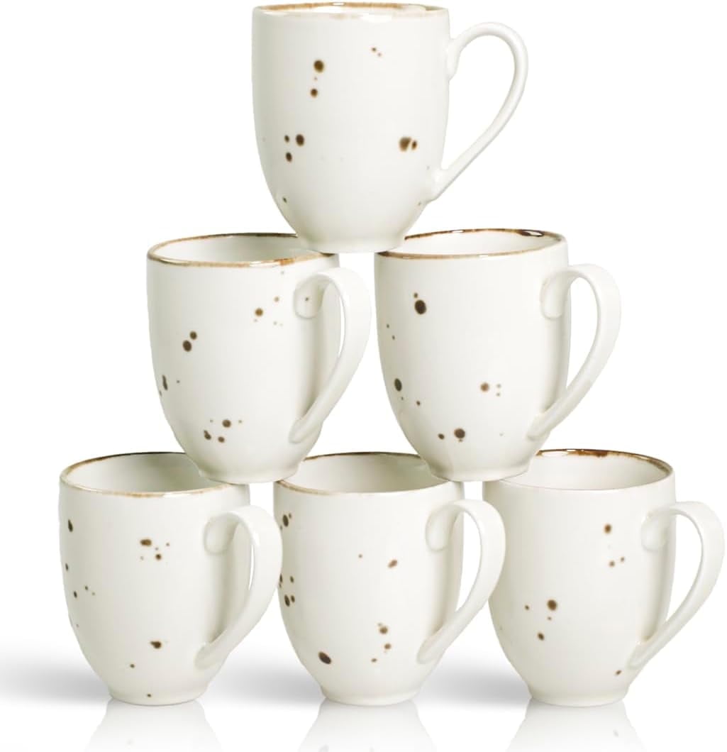 Coffee Mugs Set Of 6, 14 Oz Large Handle Heavy Duty Cups - Microwave ...