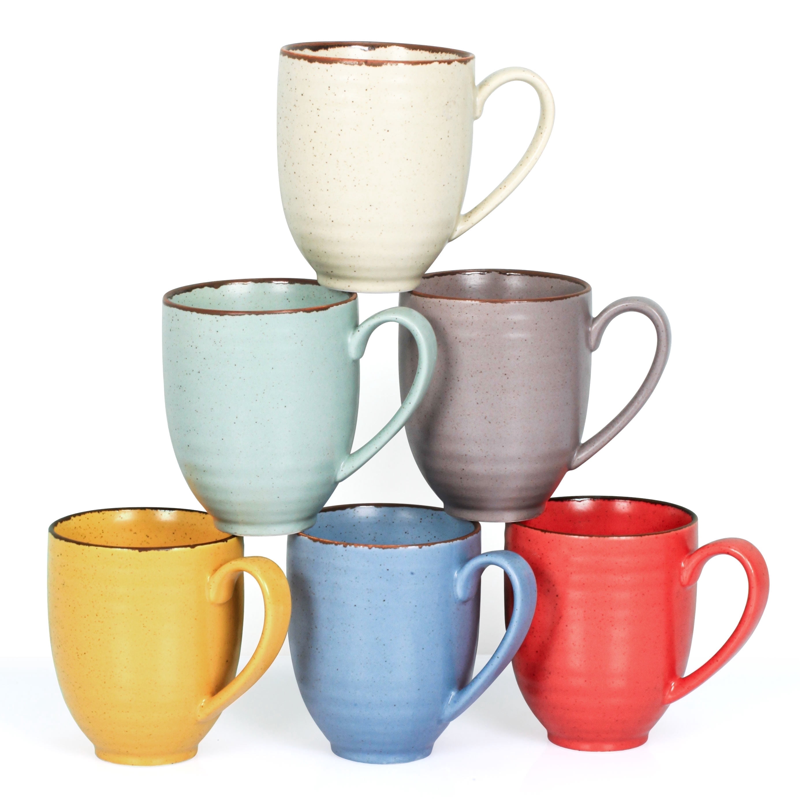 Esfour Ceramics Coffee Mugs Set Of 6, 14 Oz Large Handle Heavy Duty ...