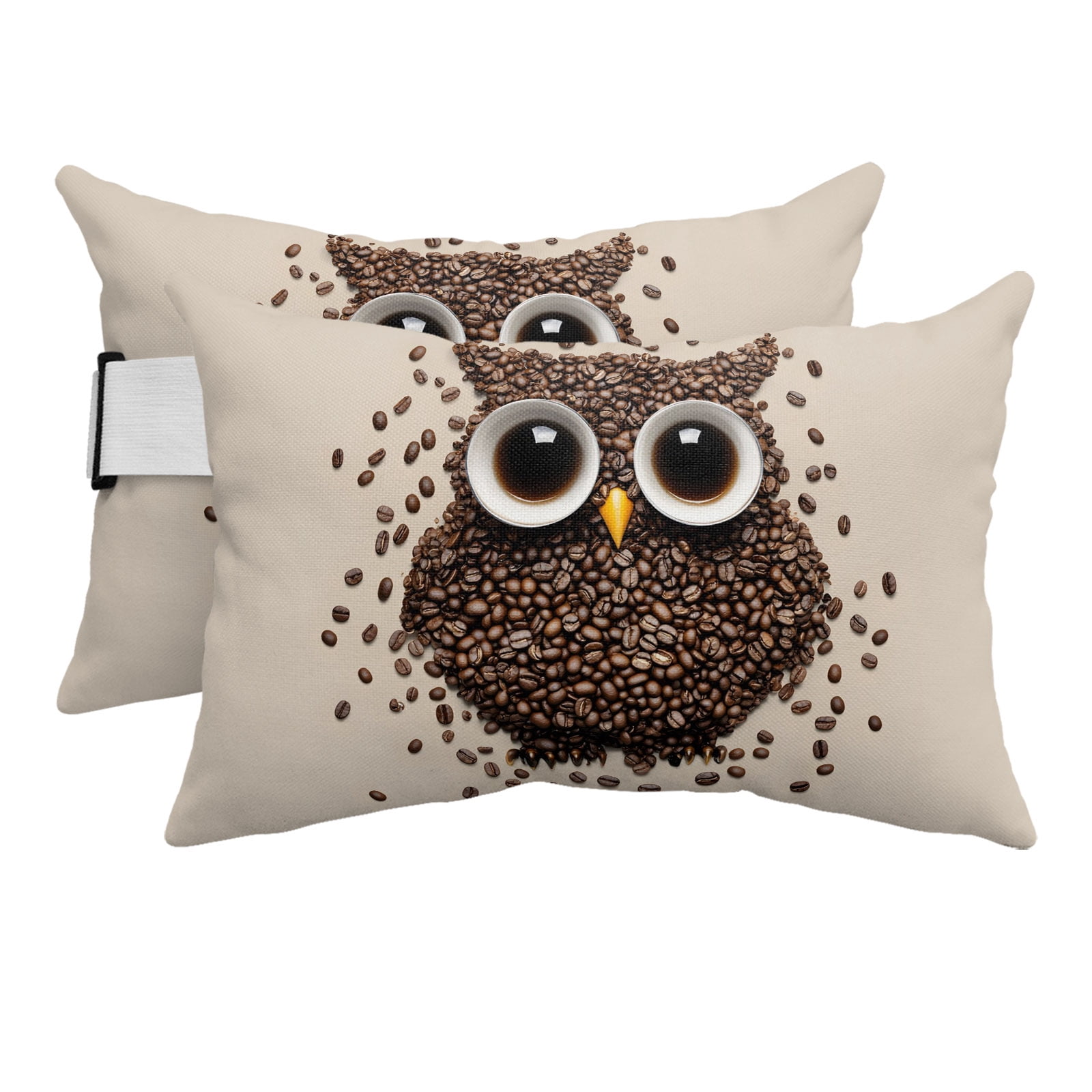 Coffee Owl Outdoor Pillows for Chaise Lounge Chair Beach Headrest ...