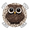 Coffee Owl Round Tablecloth for 45-54 Inch Tables, Fitted Table Cover ...