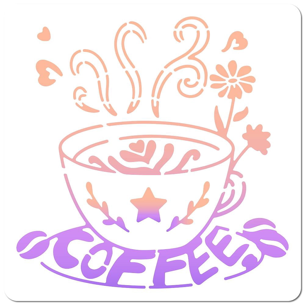 Coffee PET Plastic Hollow Out Drawing Painting Stencils Templates ...