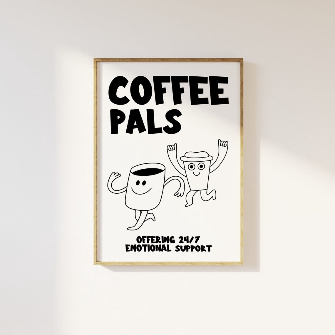 Coffee Pals Illustration Kitchen Print, Unframed Paper Poster 8x10in ...