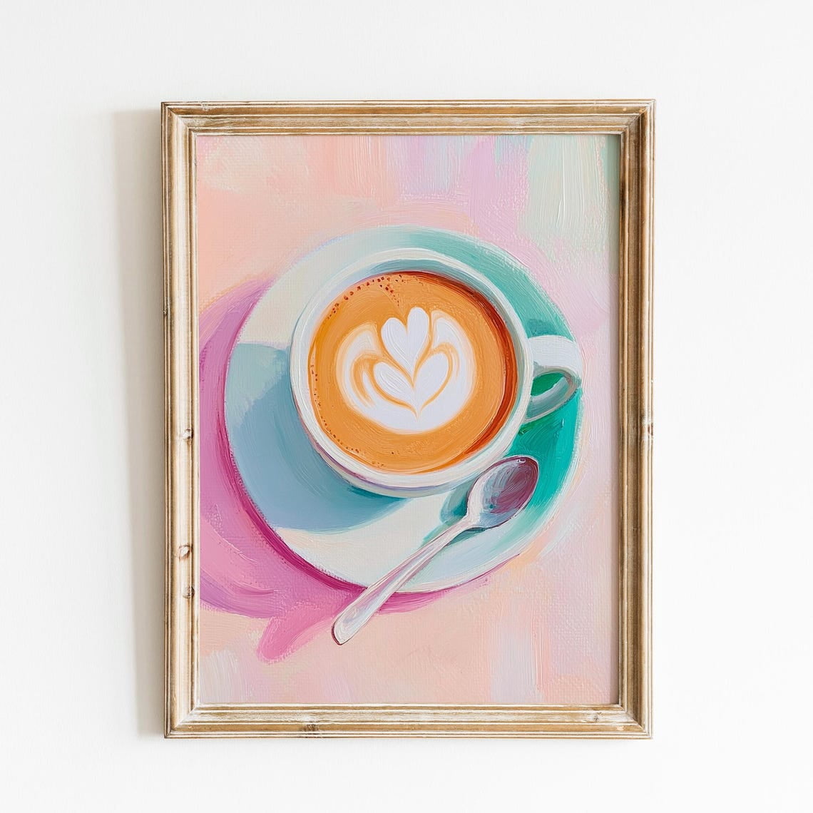 Coffee Pastel Latte Art Kitchen Decor Cappuccino Unframed Paper Print ...