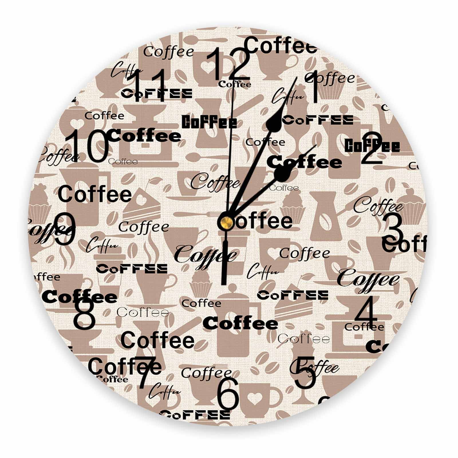 Coffee Pattern Coffee Beans PVC Wall Clock Bedroom ration Wall Clock ...