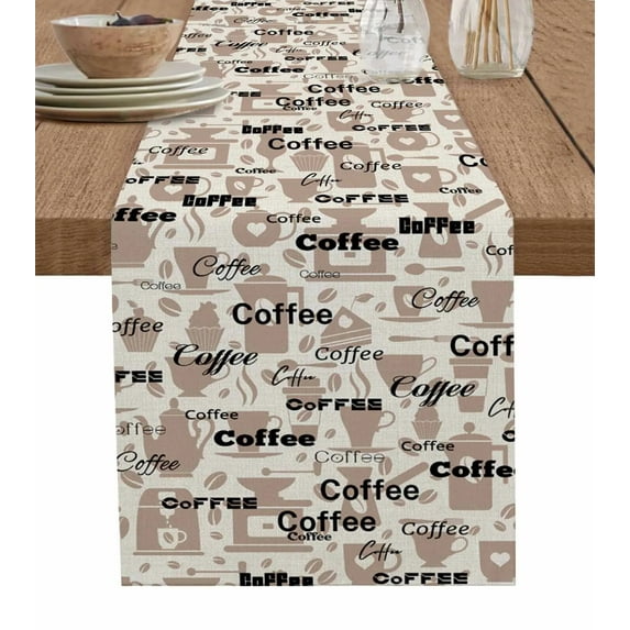 Coffee Pattern Coffee Beans Table Runner Wedding r Table Runner Home ...