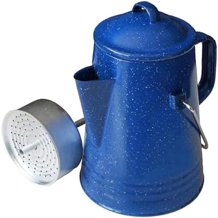 Coffee Percolator (Blue) - Durable Glazed Enamel Steel - Prepare Coffee ...