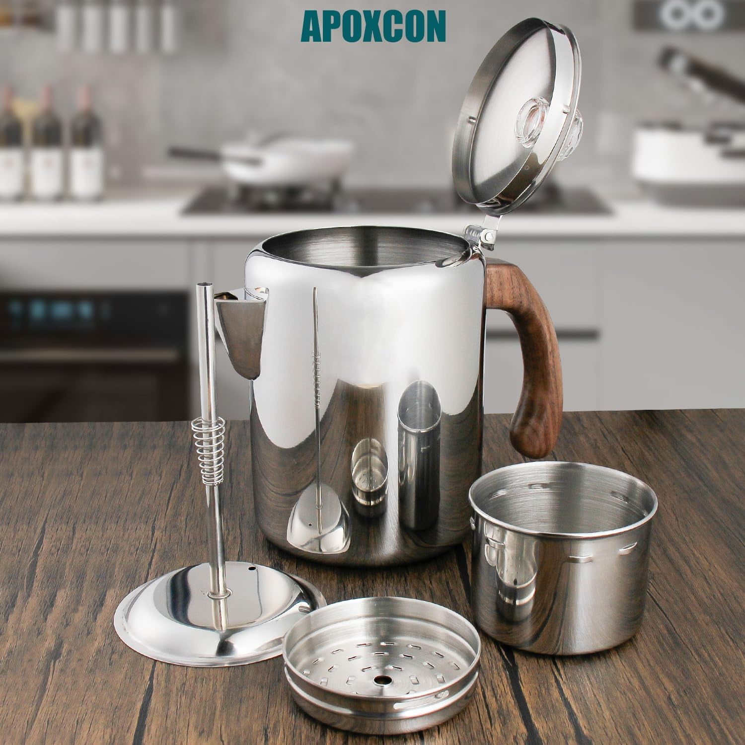 Coffee Percolator Pot Stainless Steel Coffee Maker with Tough Glass ...