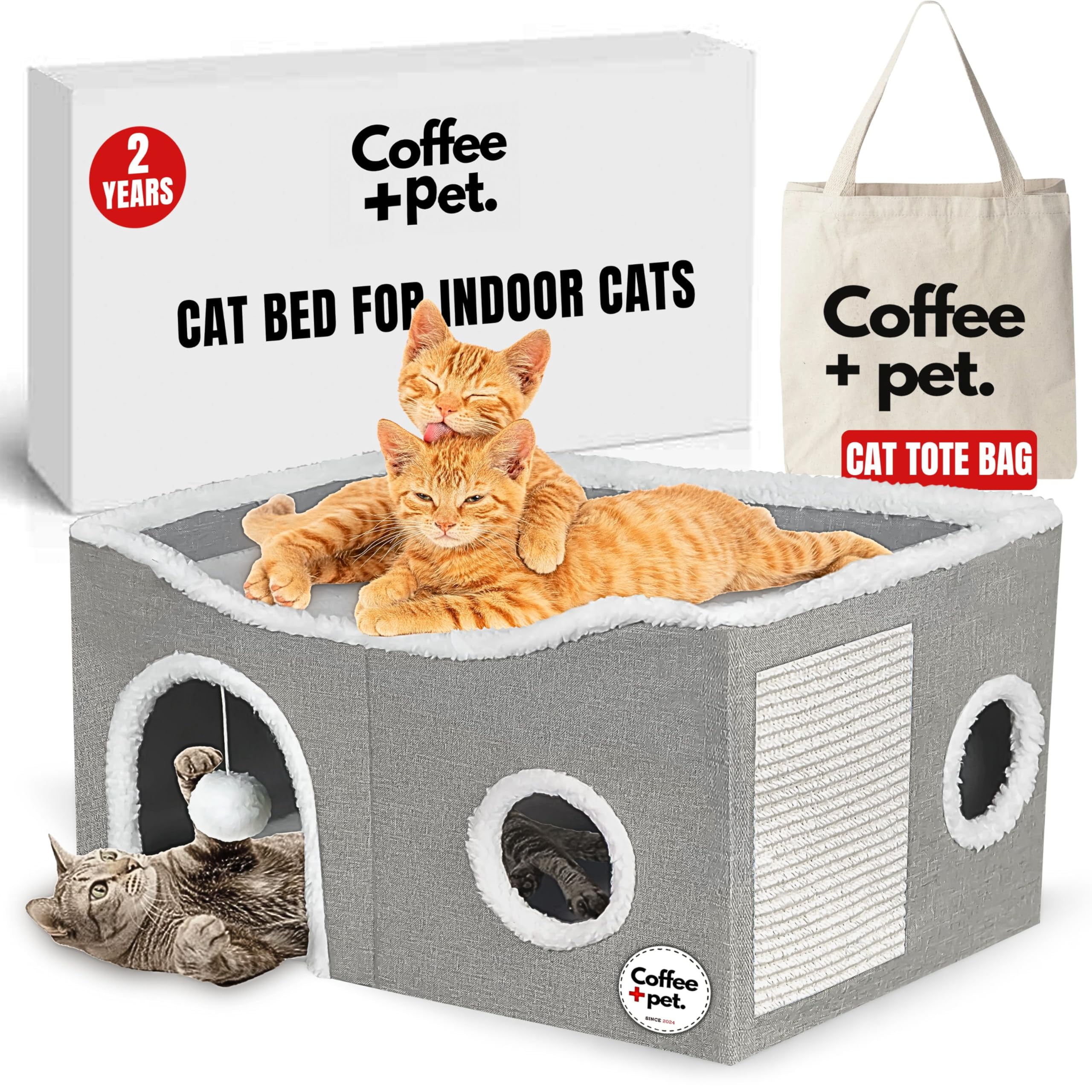 Coffee + Pet 2024 Cat House for Indoor Cats - Large Cat Bed Cave with ...