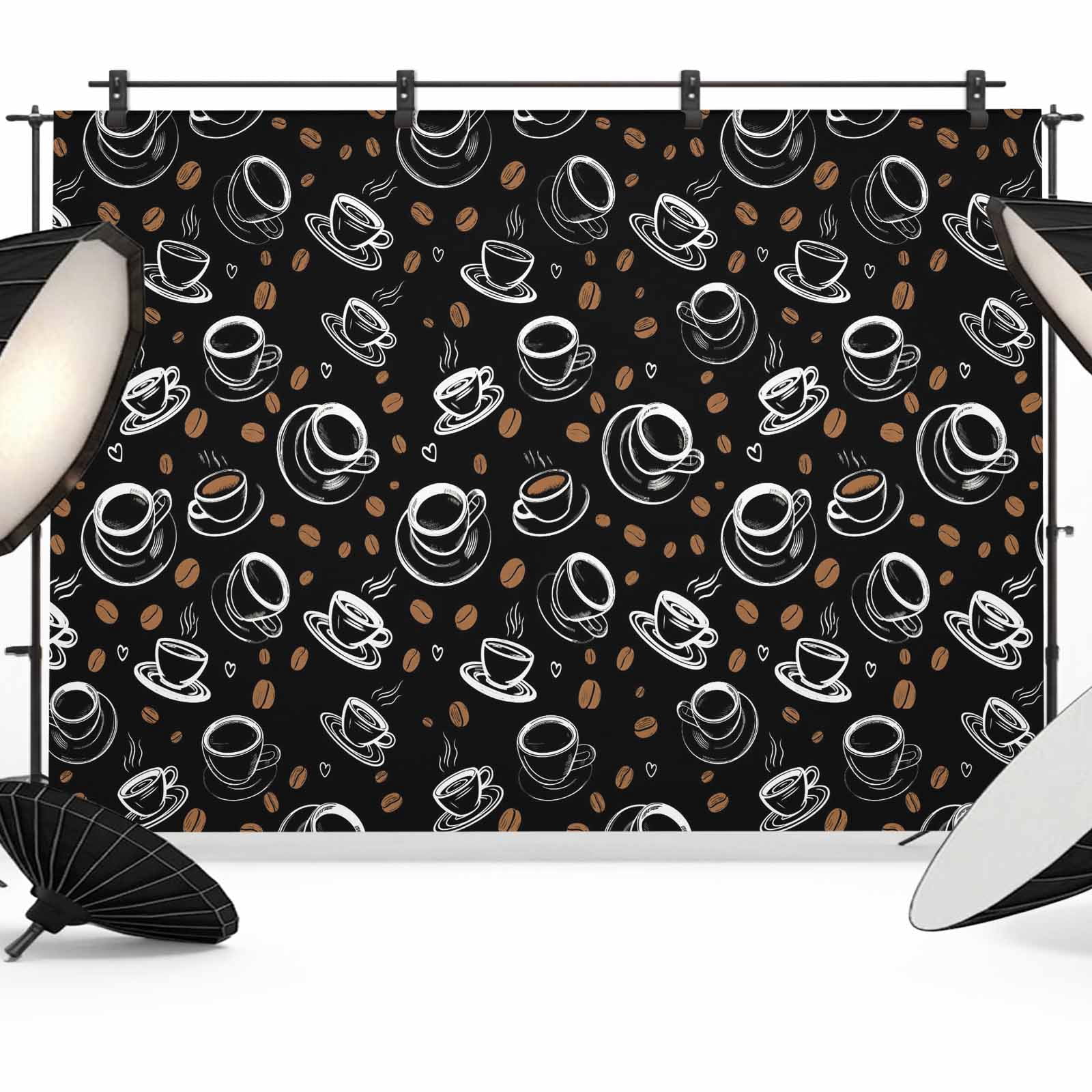 Coffee Photography Backdrop 10x8FT, Vintage White Lines Coffee Beans ...