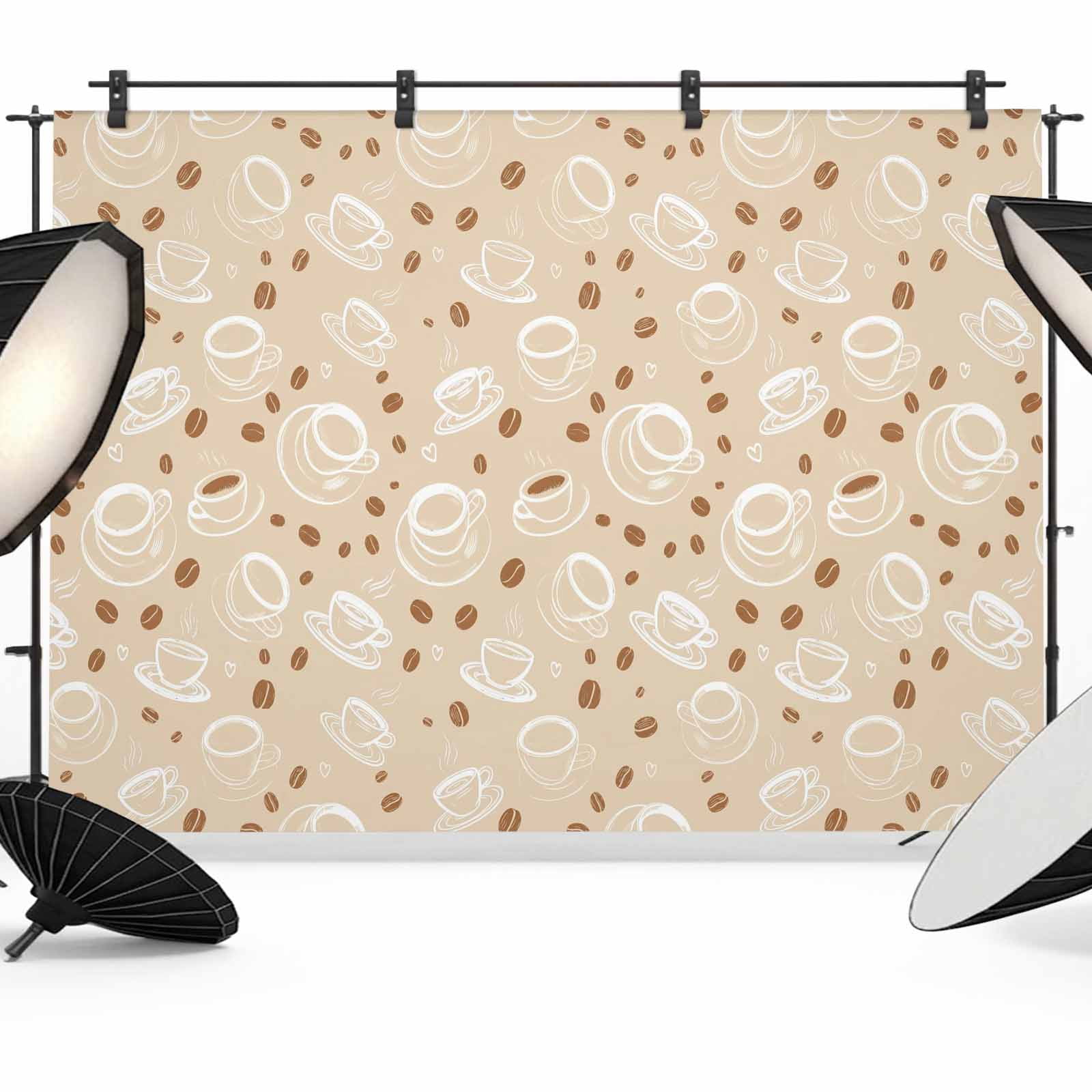 Coffee Photography Backdrop 12x8FT, Vintage White Lines Coffee Beans ...