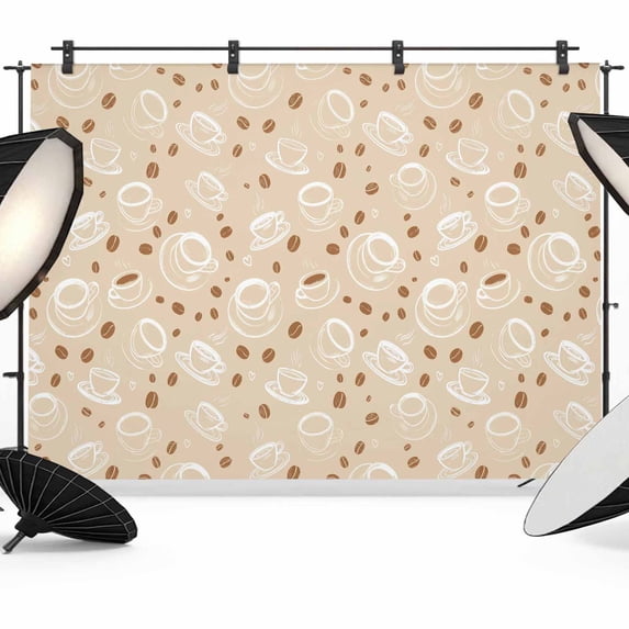 Coffee Photography Backdrop 12x8FT, Vintage White Lines Coffee Beans ...