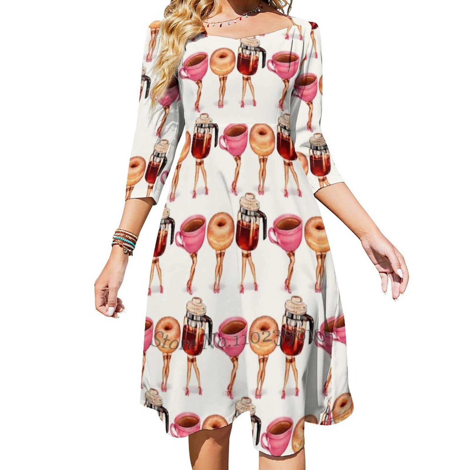 Coffee Pin-Ups Sweetheart Knot Flared Dress Fashion Design Large Size ...