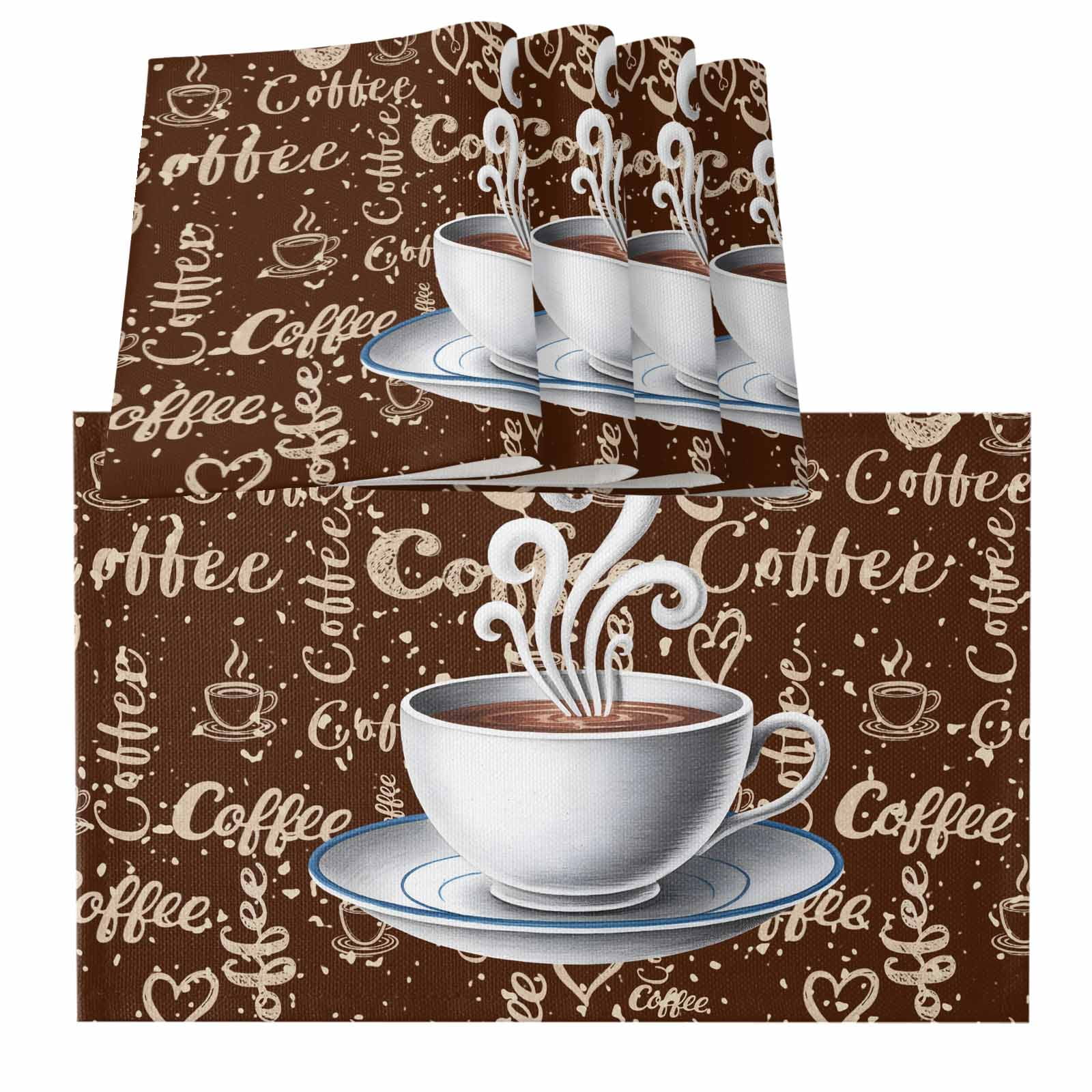 Coffee Placemats for Dinning Table Set of 6, Vintage Art Farmhouse ...