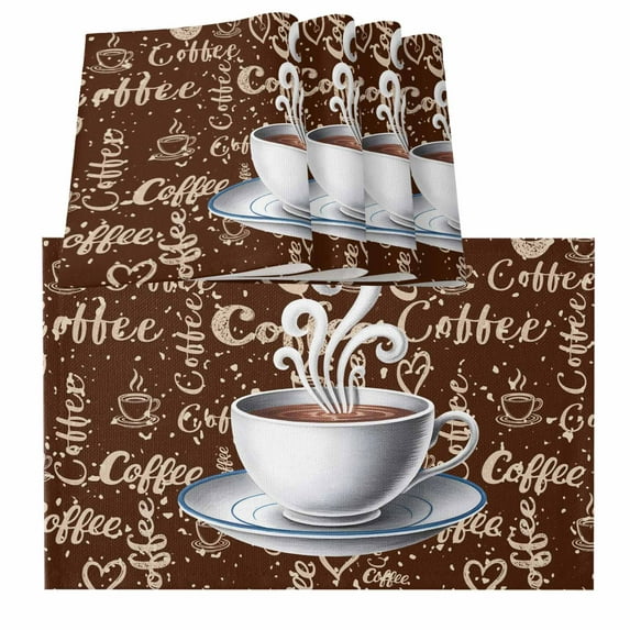 Coffee Placemats for Dinning Table Set of 6, Vintage Art Farmhouse ...