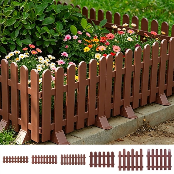 Coffee Plastic Garden Fence Border Edging, Decorative Mini Fence with ...