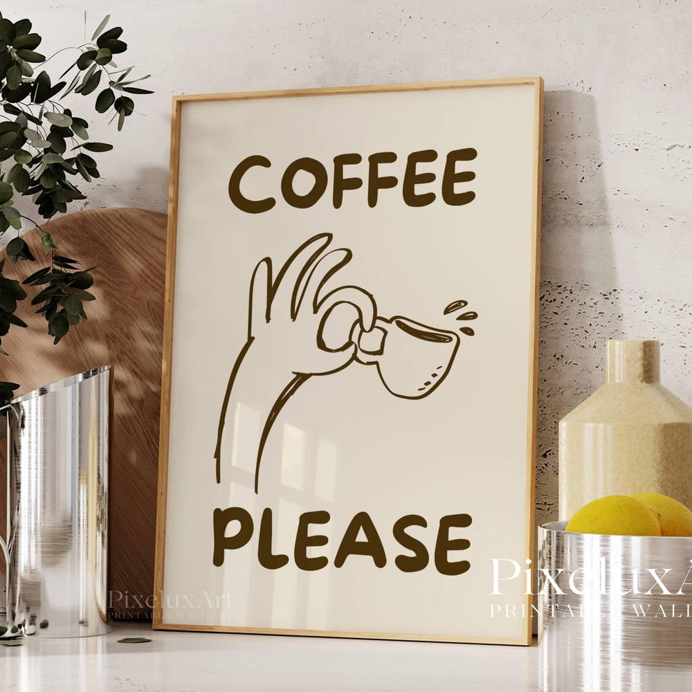 Coffee Please Wall Art, Funny Coffee Poster, Retro Kitchen Print ...