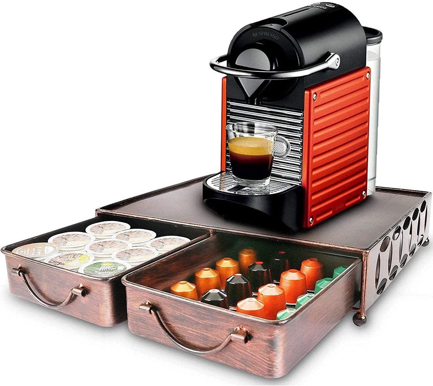 Coffee Pod Holder with 2pcs Multifunctional Storage Drawer Organizer ...