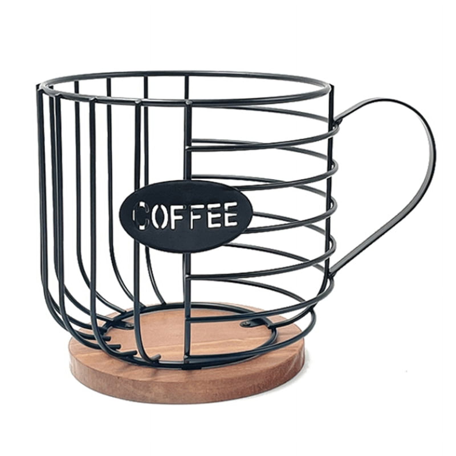 Coffee Pod Holder Coffee Pod Basket Wire Coffee Pod Storage Wooden Base ...