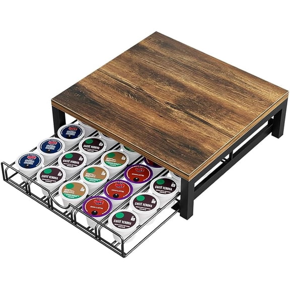 Wooden K Cup Organizer Coffee Pod Storage Box, 30 Pod Capacity, Coffee ...