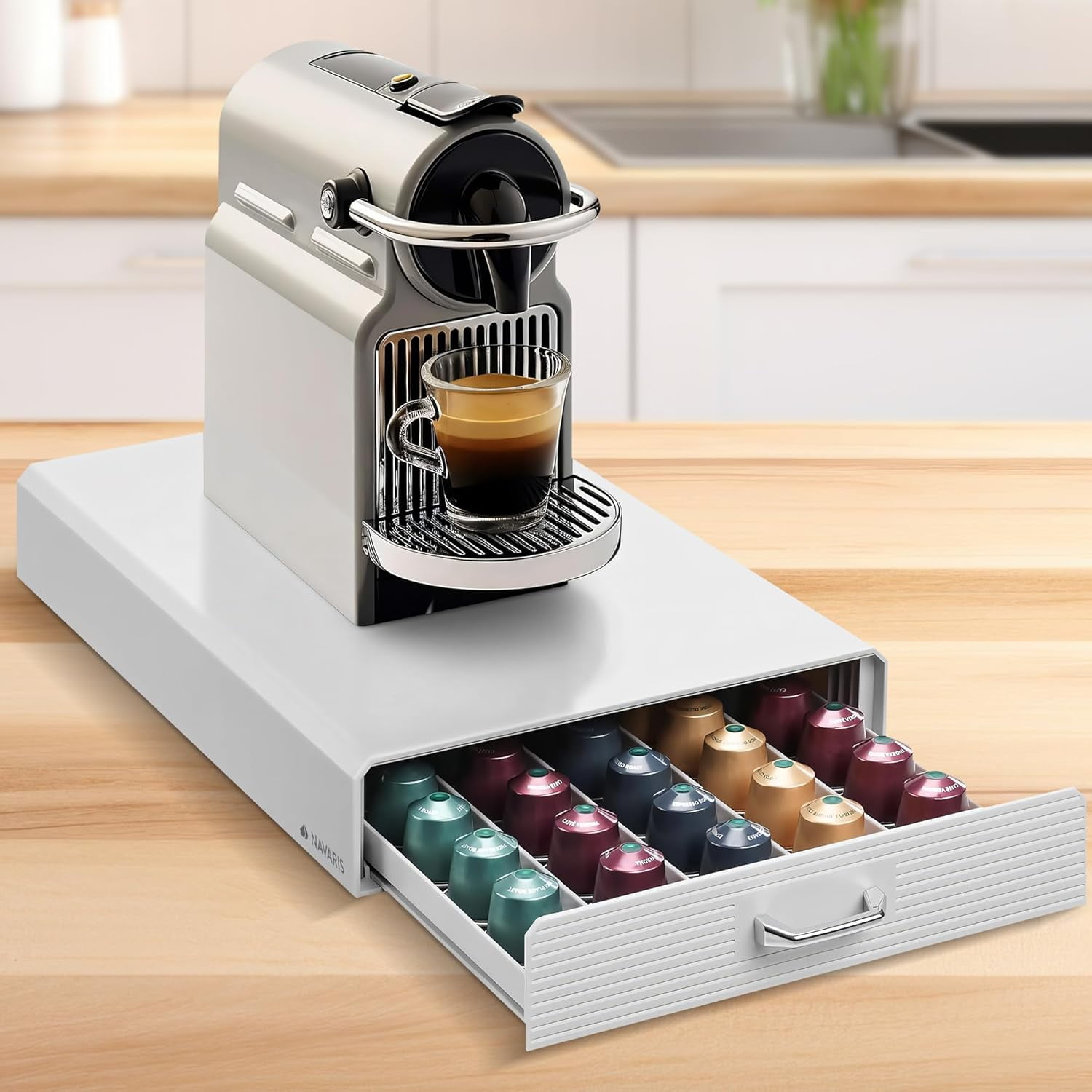Coffee Pod Holder Drawer - 50 Capsule Storage Organizer Tray Counter ...