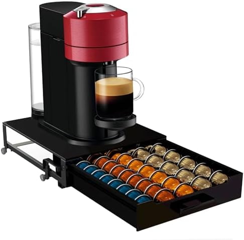 Coffee Pod Holder Rolling Drawer Organizer with Deluxe Piano Black ...
