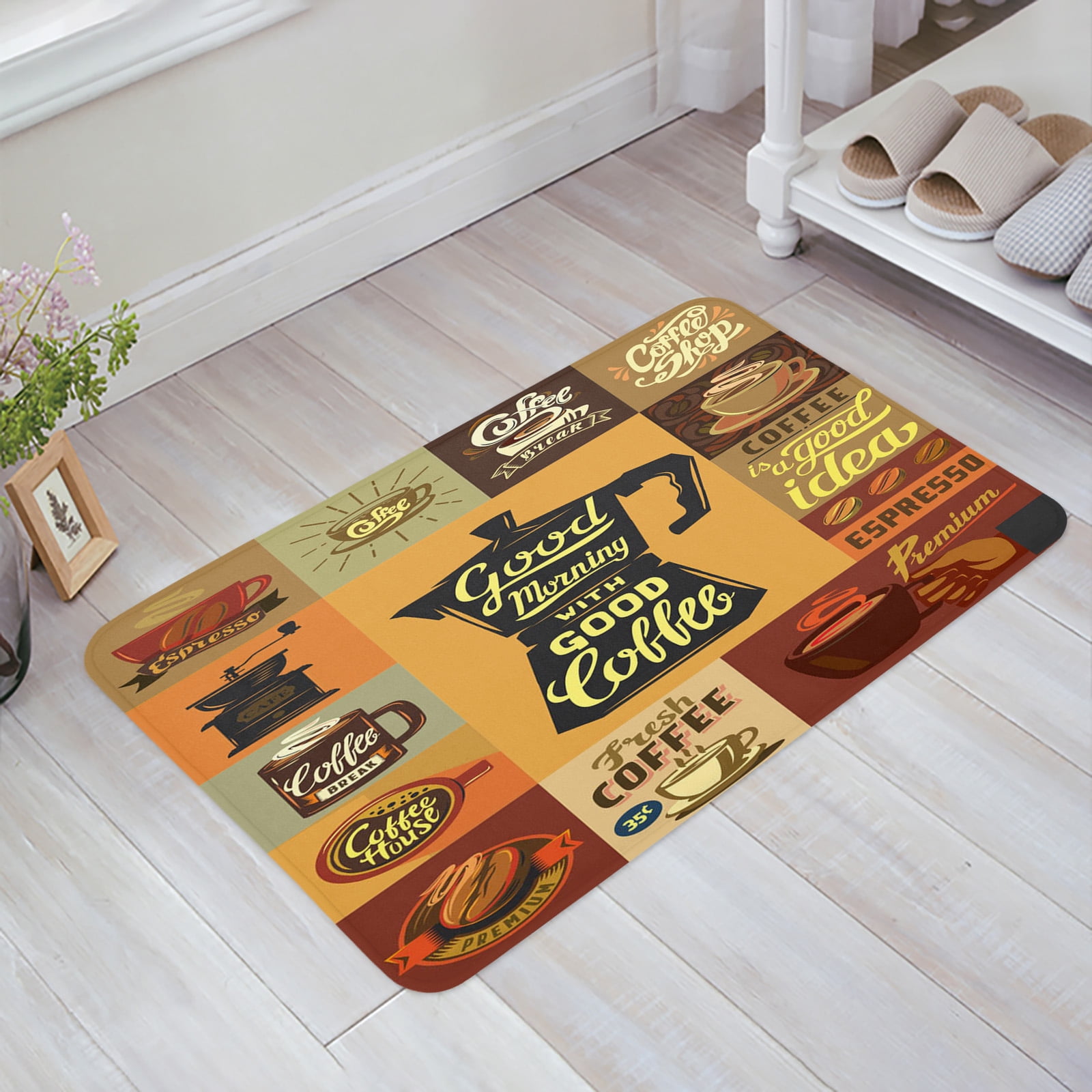 Coffee Poster Decals Black Floor Mat Entrance Door Mat Living Room ...