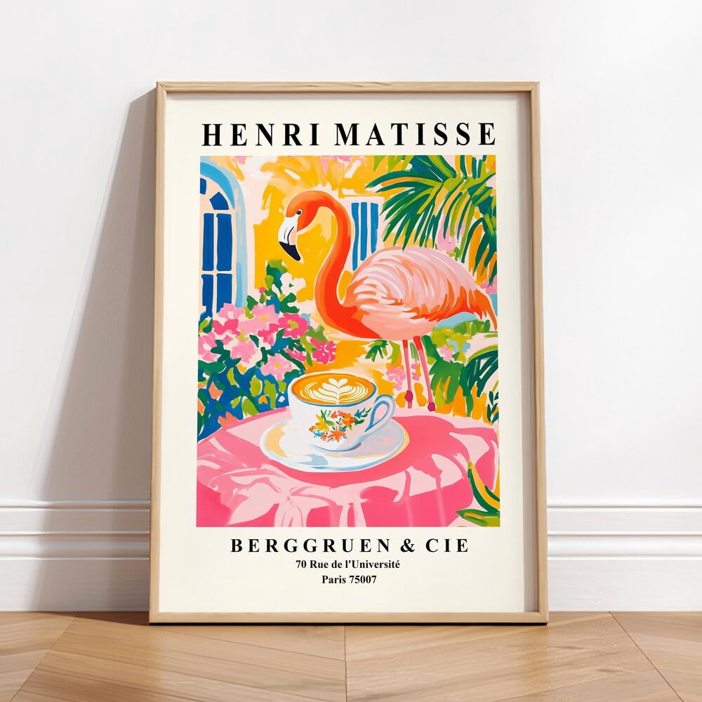 Coffee Poster Flamingo Wall Art Funny Kitchen Decor Bird Art Print ...