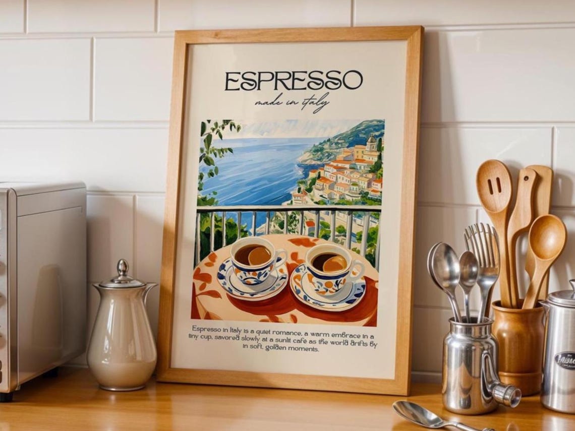 Coffee Poster Wall Decor Italian Espresso Print Kitchen Retro Coffee ...