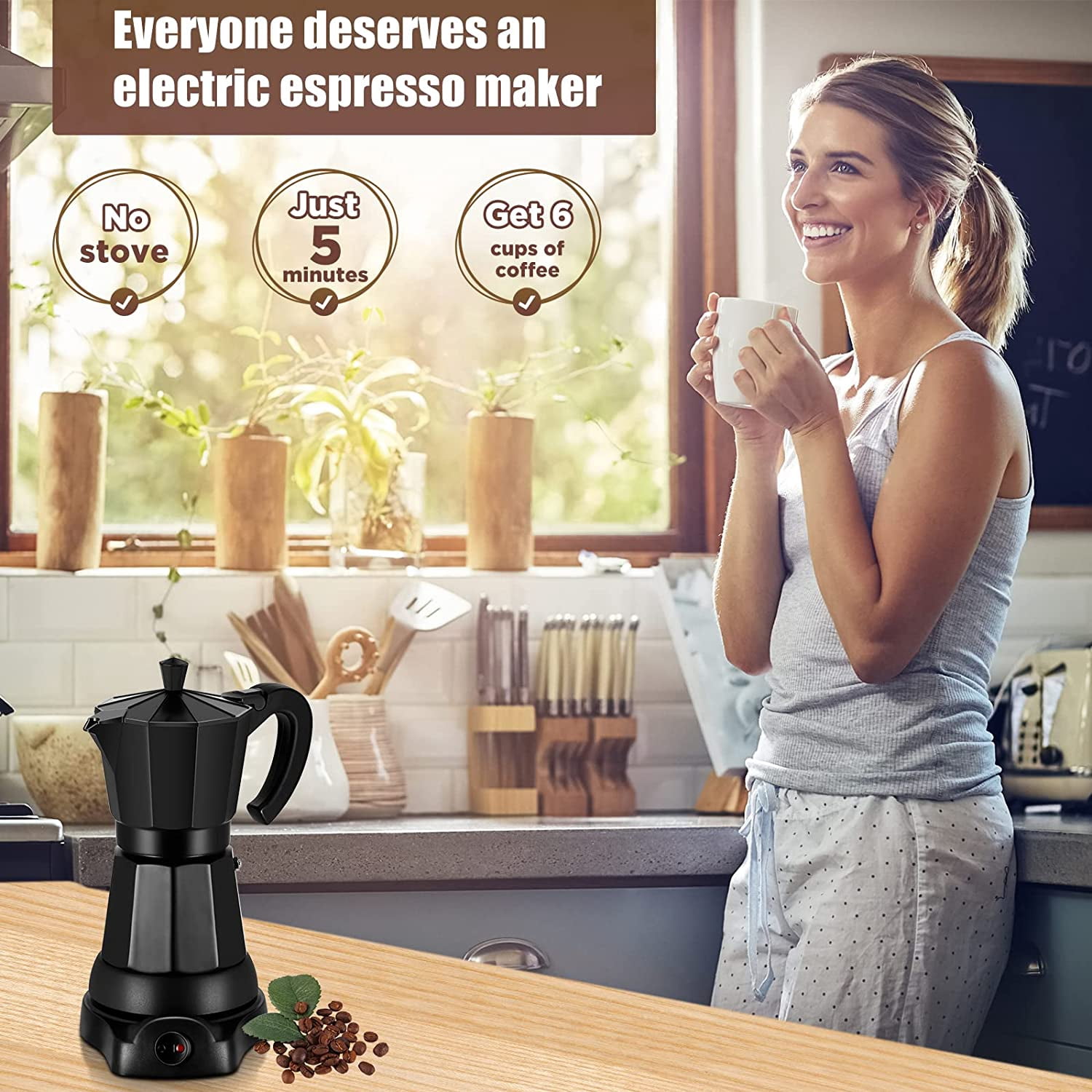 Coffee Pot Electric Moka Pot 6 Cup, Espresso Coffee Maker Cafeteras ...