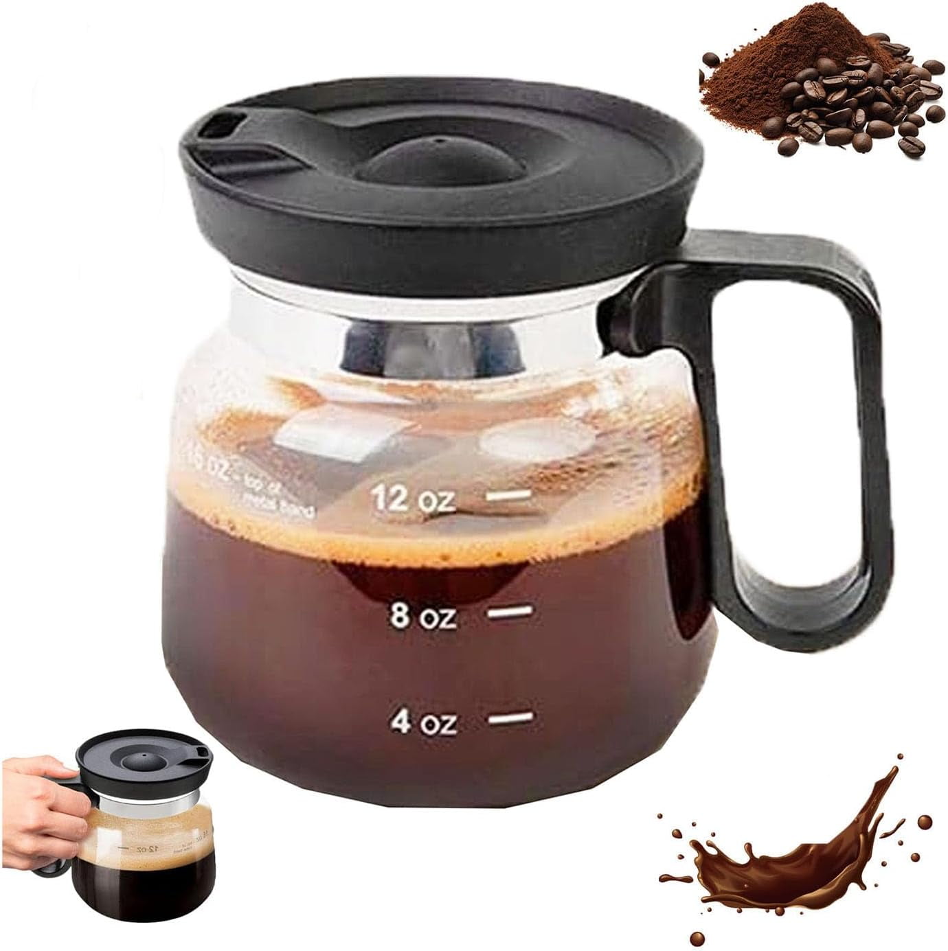 Coffee Pot Mug, 16 Oz Glass Coffee Mug – Coffee Pot Style, Mini ...