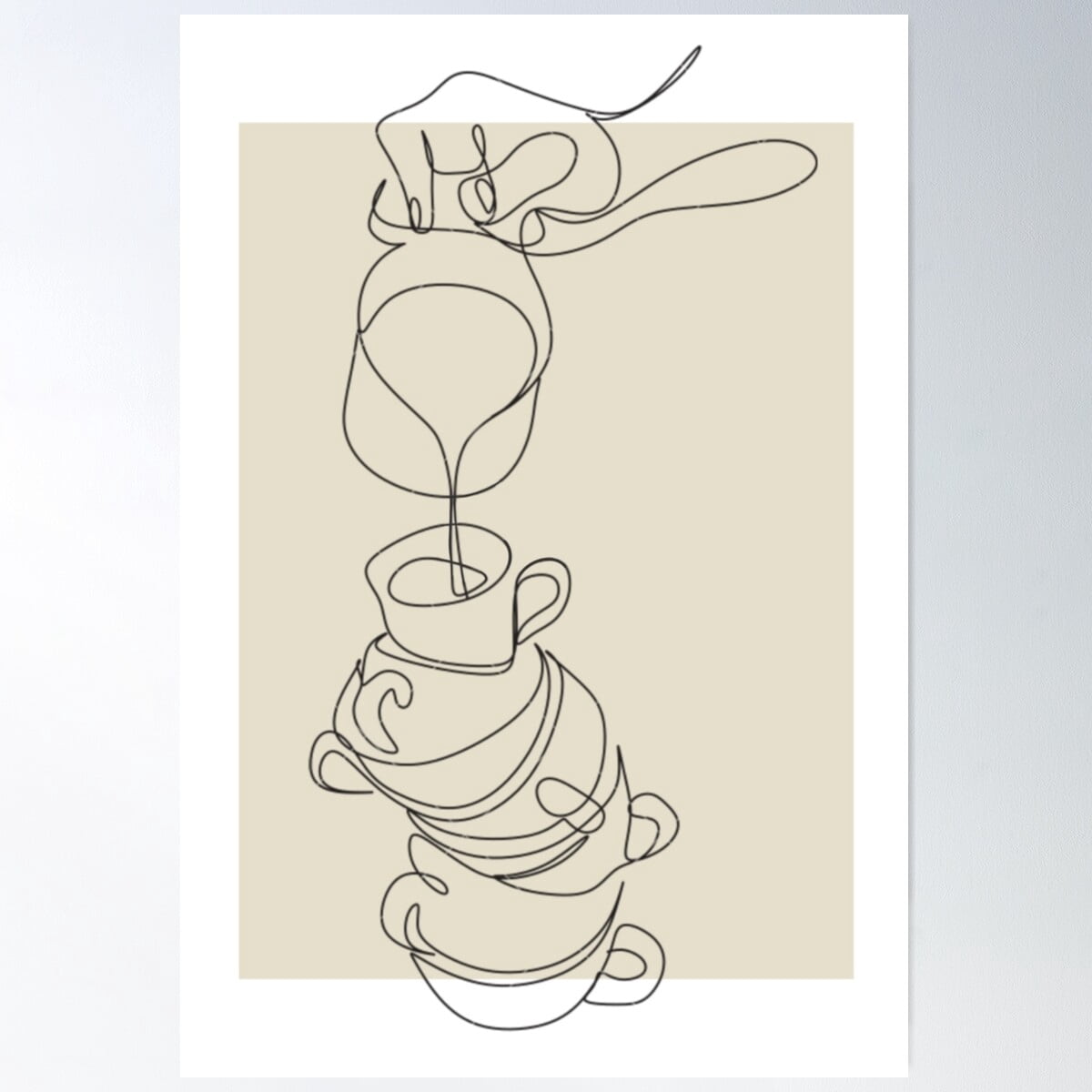 Coffee Pour Illustration Poster Wall Art Modern Wall Decor For Living ...