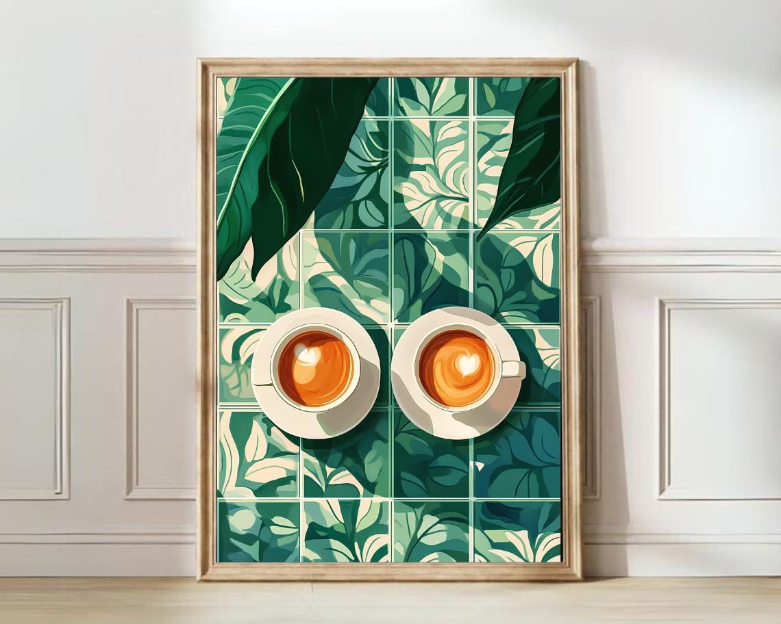 Coffee Print Cafe Latte Print Green Coffee Poster Cappuccino Print ...