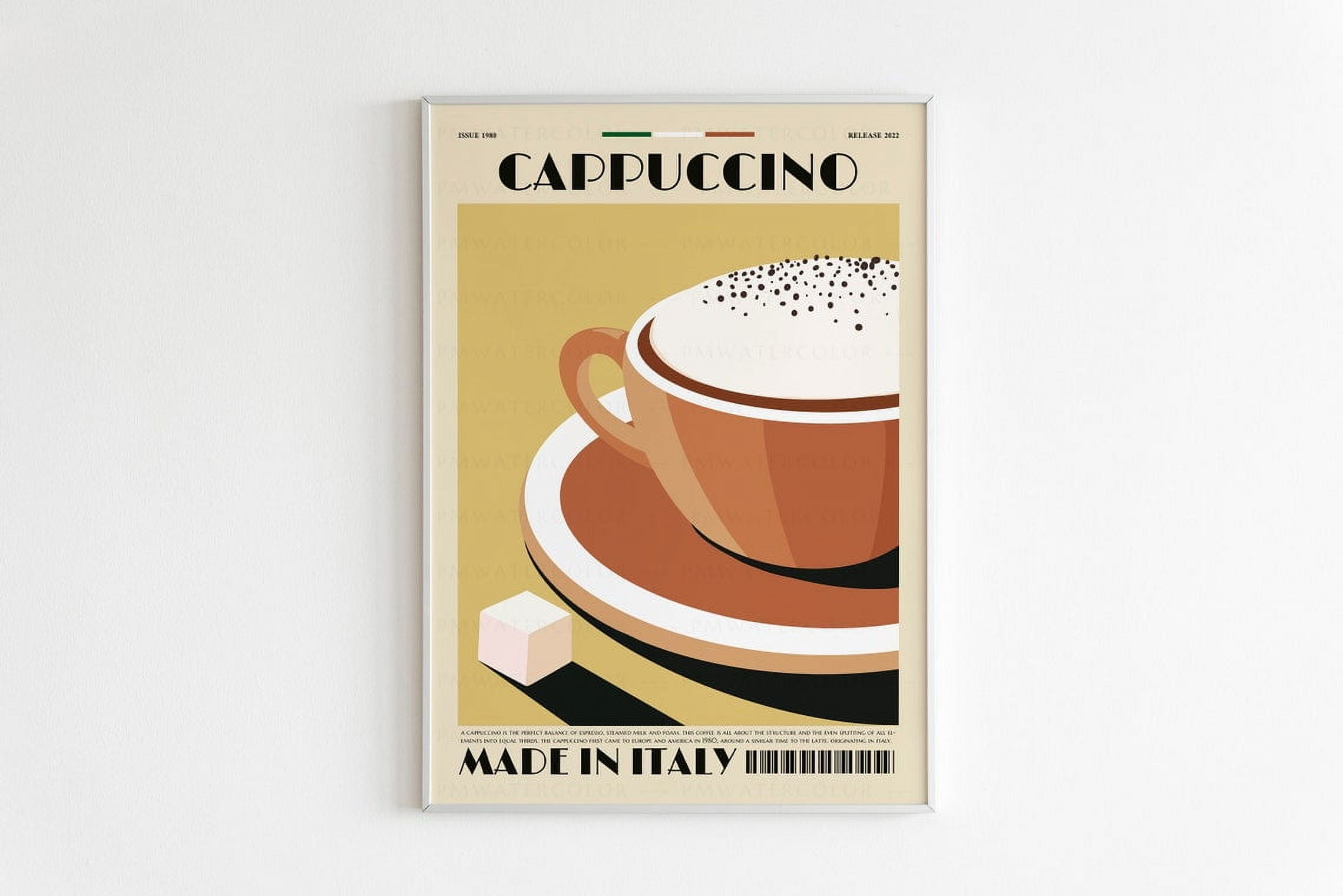 Coffee Print Mid Century Modern Cappuccino Art Decor Coffee Bar Decor ...