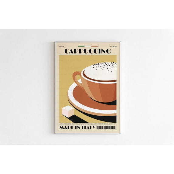 Coffee Print Mid Century Modern Cappuccino Art Decor Coffee Bar Decor ...