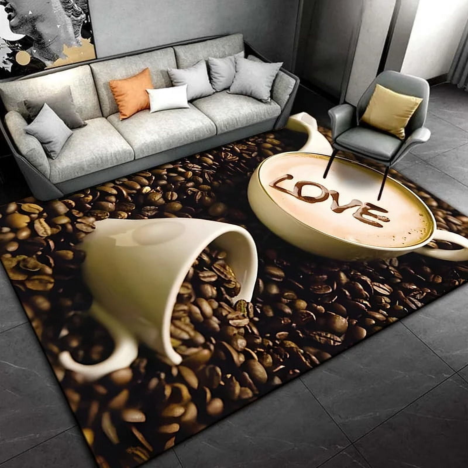 Coffee Printed Carpet Fashion Mat Non-slip Carpet Living Room Yoga Rug ...