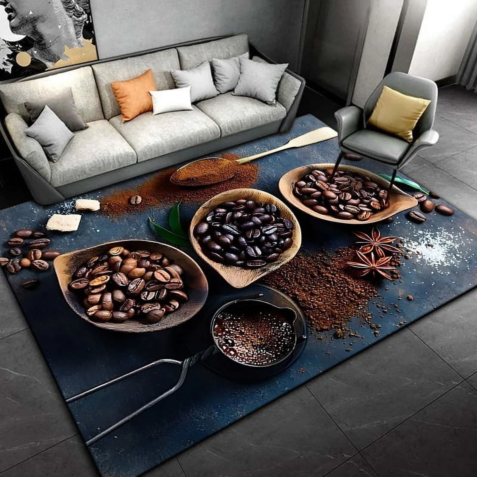 Coffee Printed Carpet Fashion Mat Non-slip Carpet Living Room Yoga Rug ...