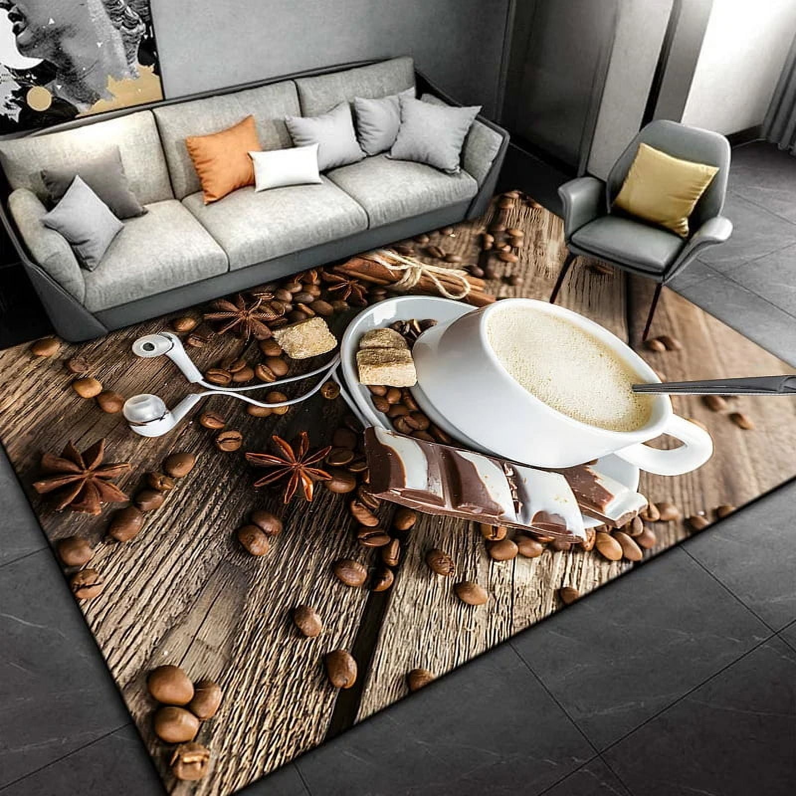 Coffee Printed Carpet Fashion Mat Non-slip Carpet Living Room Yoga Rug ...