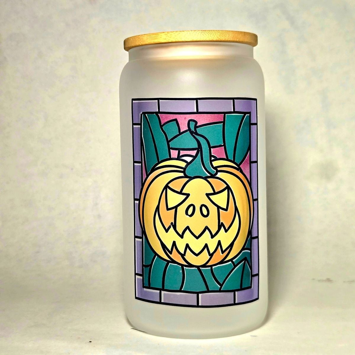 Coffee Quips Crafted Halloween Jack O Lantern Stained Glass Glass ...