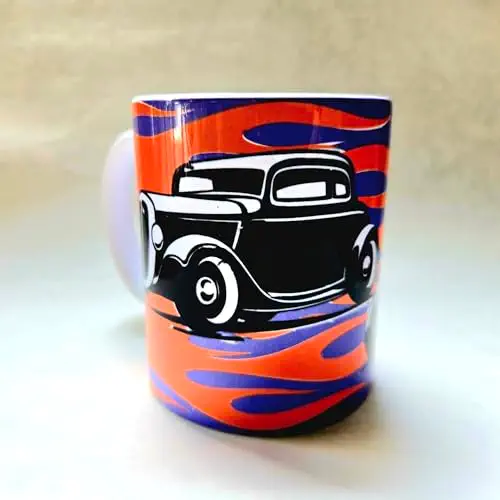 Coffee Quips Crafted Vintage Hot Rod Race all Flamed out Ceramic Coffee ...