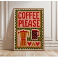 Coffee Quote Poster Retro Kitchen Typography Art Red Green Cafe Art ...