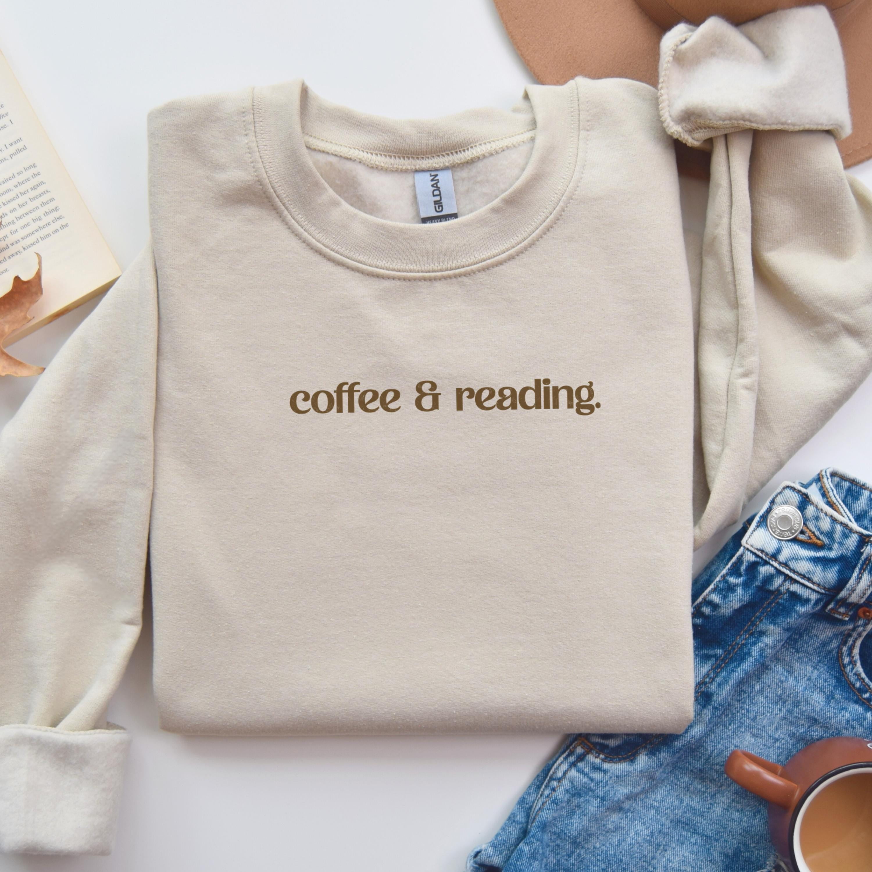 Coffee Reading T-Shirt – Cozy Book Lover Gift, Book Club Crewneck, Back ...