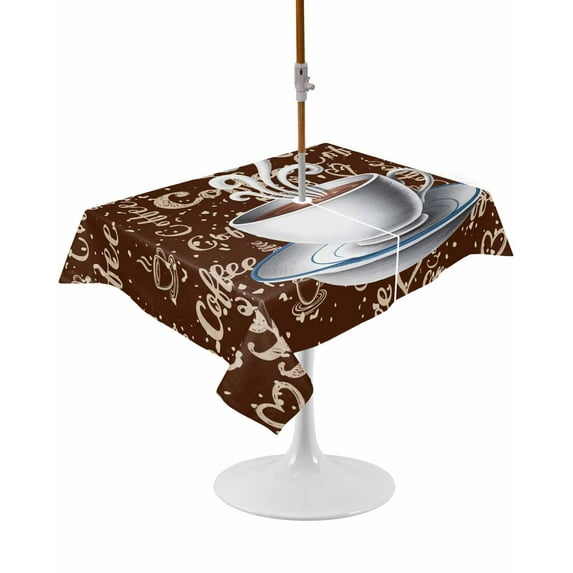 Coffee Rectangle Outdoor Tablecloth, Waterproof Table Cloth Cover with ...