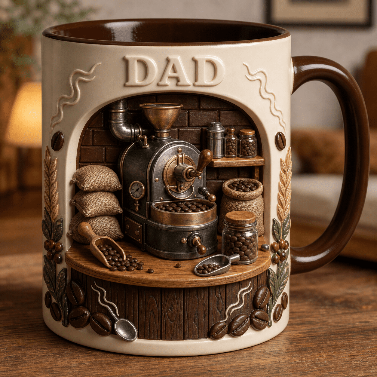 Coffee Roaster Dad Accent Mug, Father’s Day Gift with Roaster Drum ...