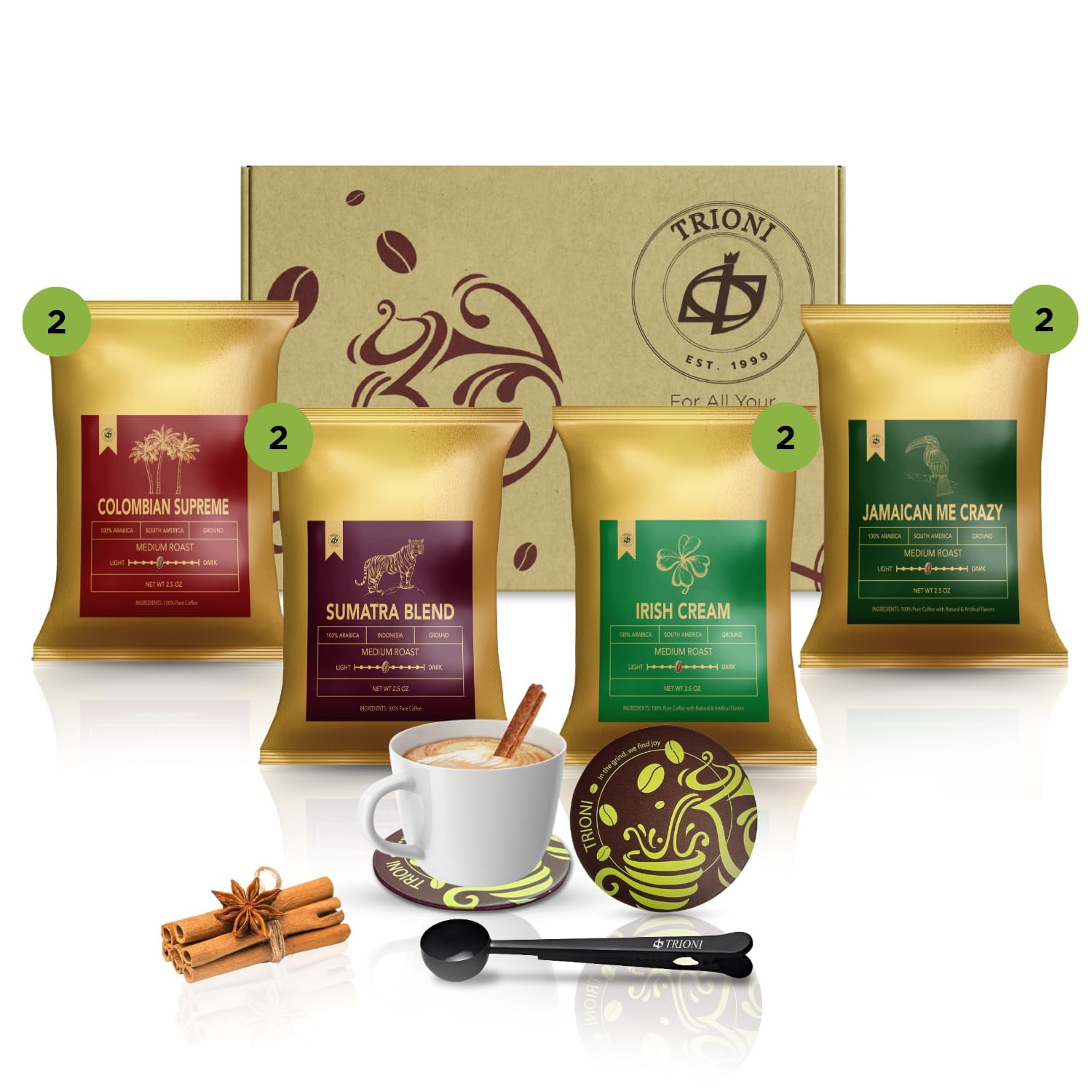 Coffee Sampler Gift Set - (8x2.5oz) Ground Coffee Medium Roast ...