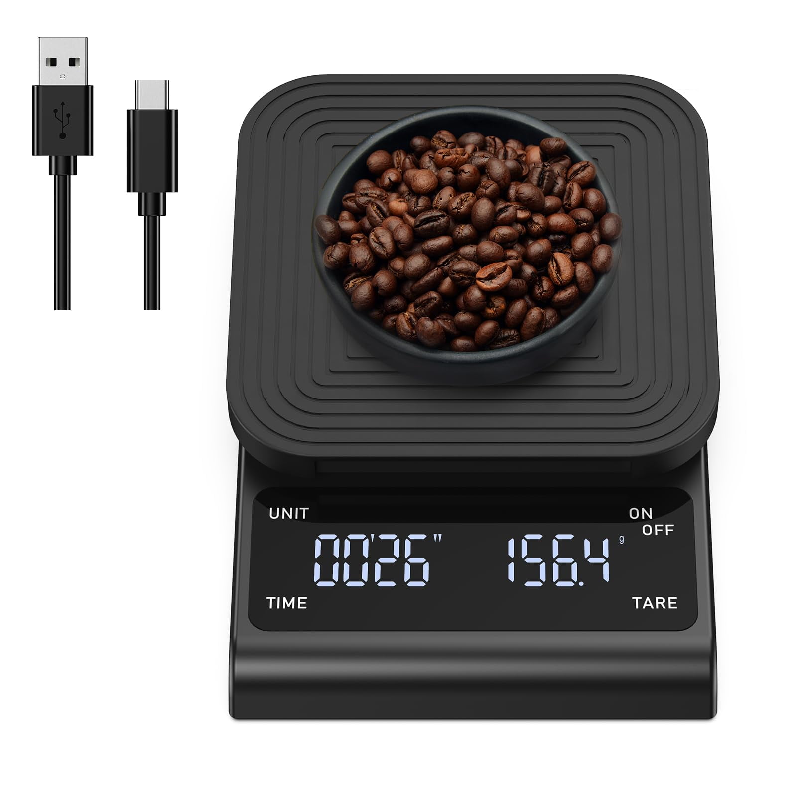Coffee Scale with Timer, Rechargeable Espresso Scale with Timer, 3kg/0 ...