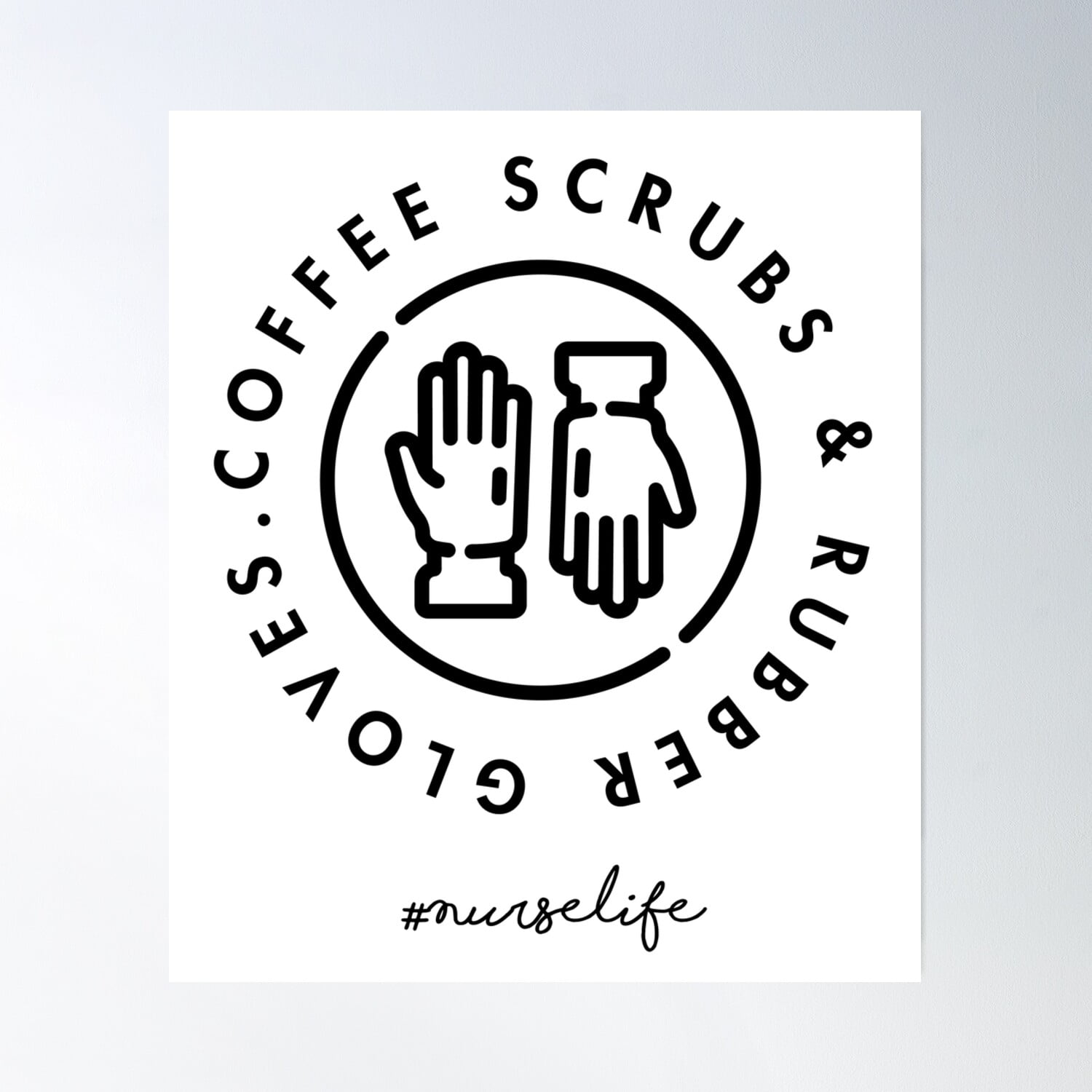 Coffee Scrubs And Rubber Gloves - Nurse Design Minimalist Poster Wall ...