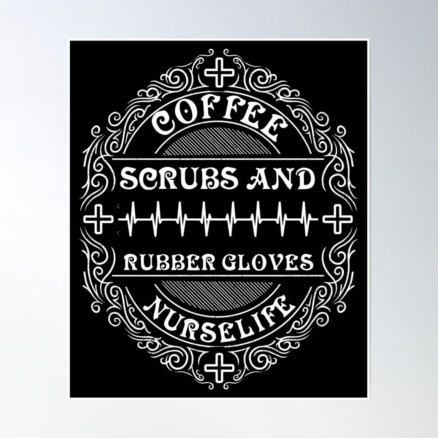 Coffee Scrubs And Rubber Gloves Nurse Poster Wall Art, Modern Wall ...