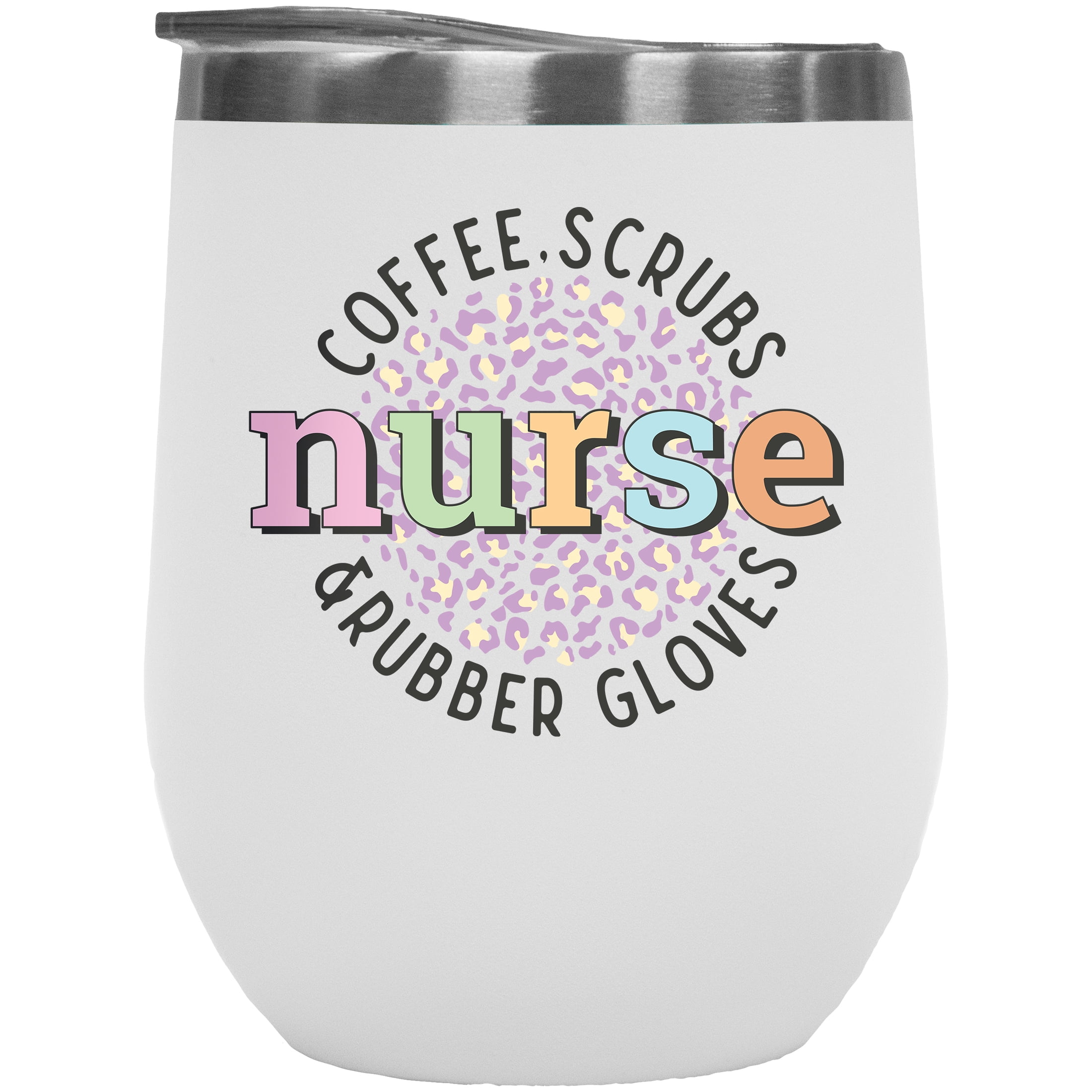 Coffee, Scrubs & Rubber Gloves, Nurse Themed Art Merch Gift, White 12oz ...